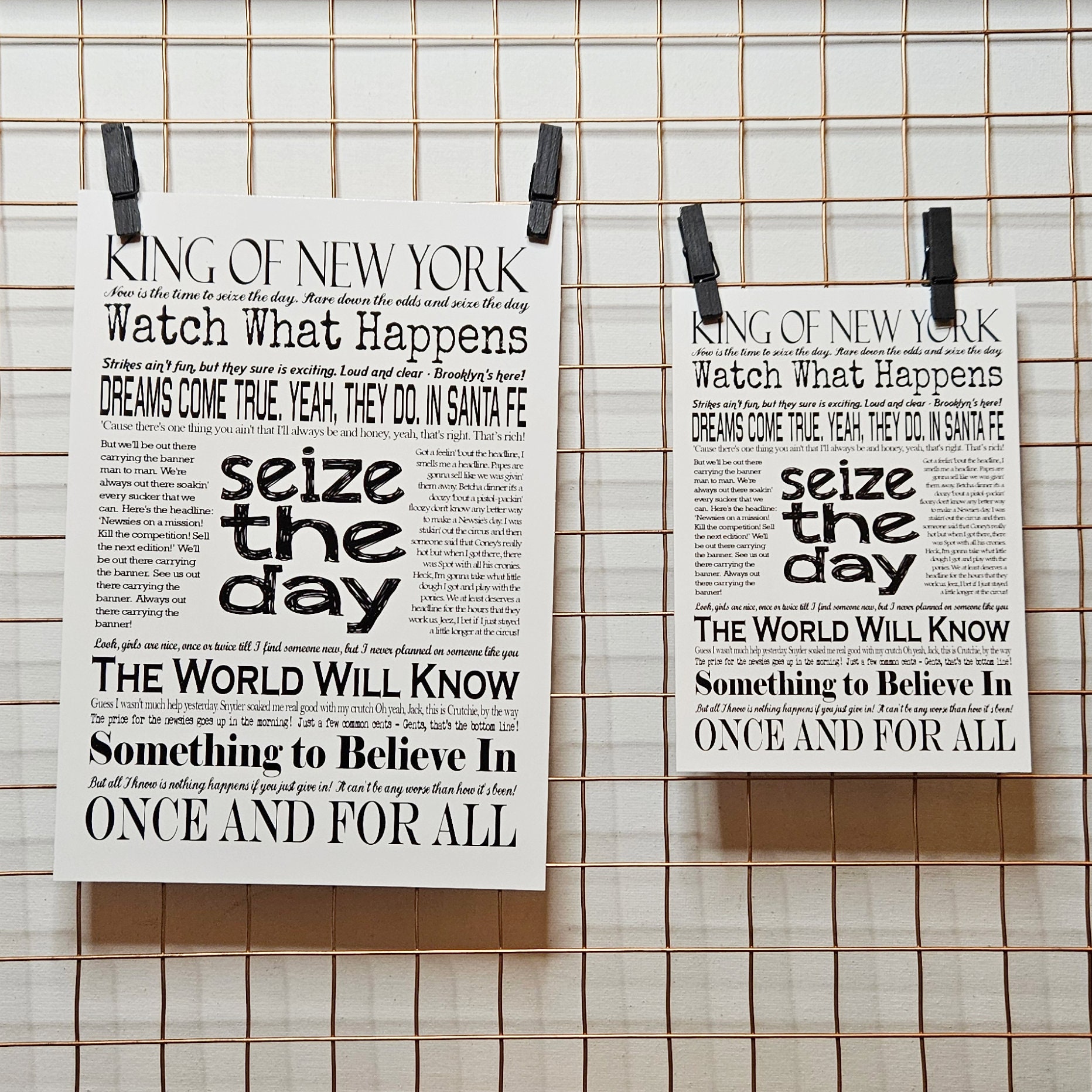Newsies Quotes and Lyrics A5/A6 Print - Etsy UK