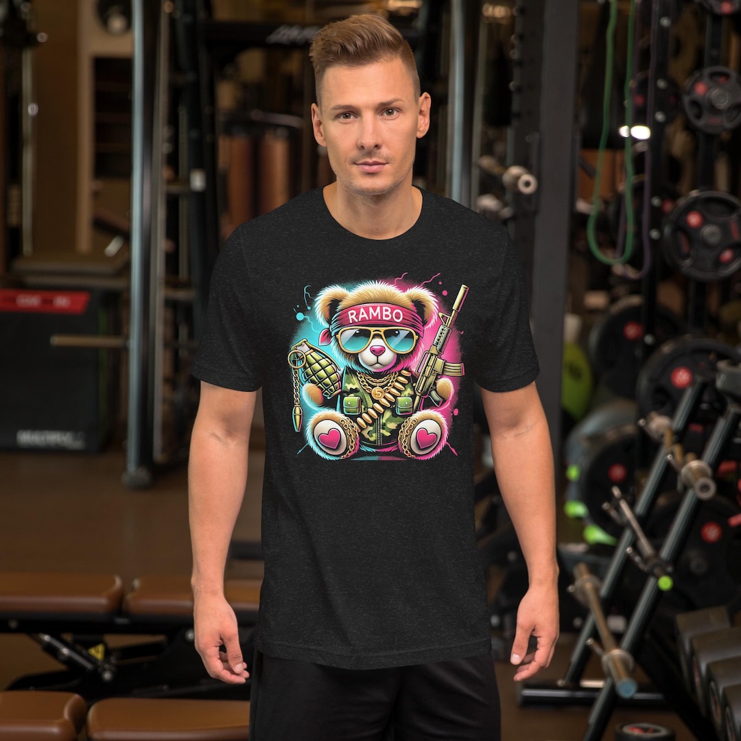 Rapper Rambo Teddy Bear T-shirt - Camouflage Vest, Gold Chain ...
