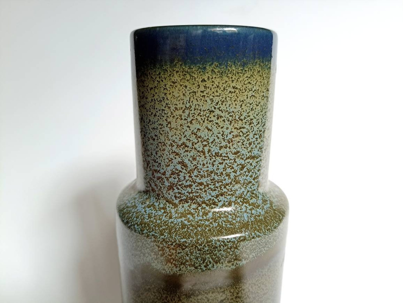 Vintage Peter Simon Gerz Ceramic Vase, Green Blue Glaze, West German ...