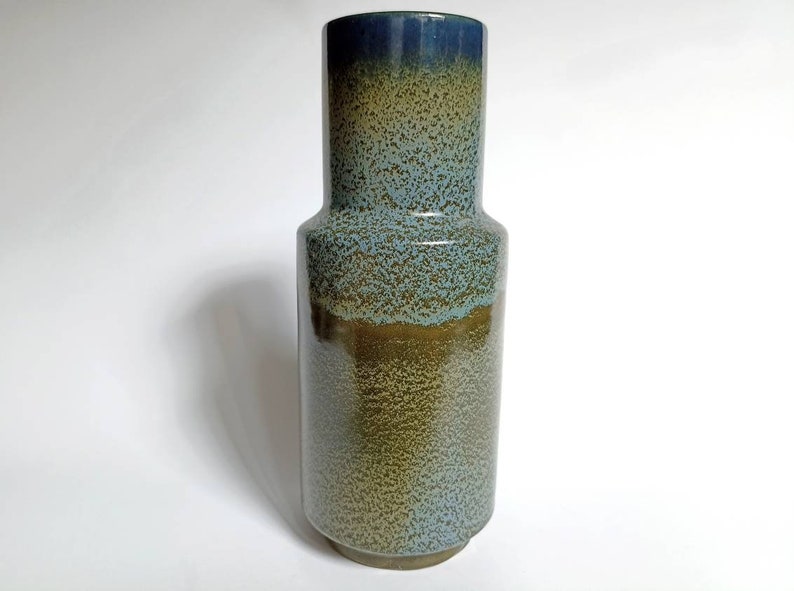 Vintage Peter Simon Gerz Ceramic Vase, Green Blue Glaze, West German ...