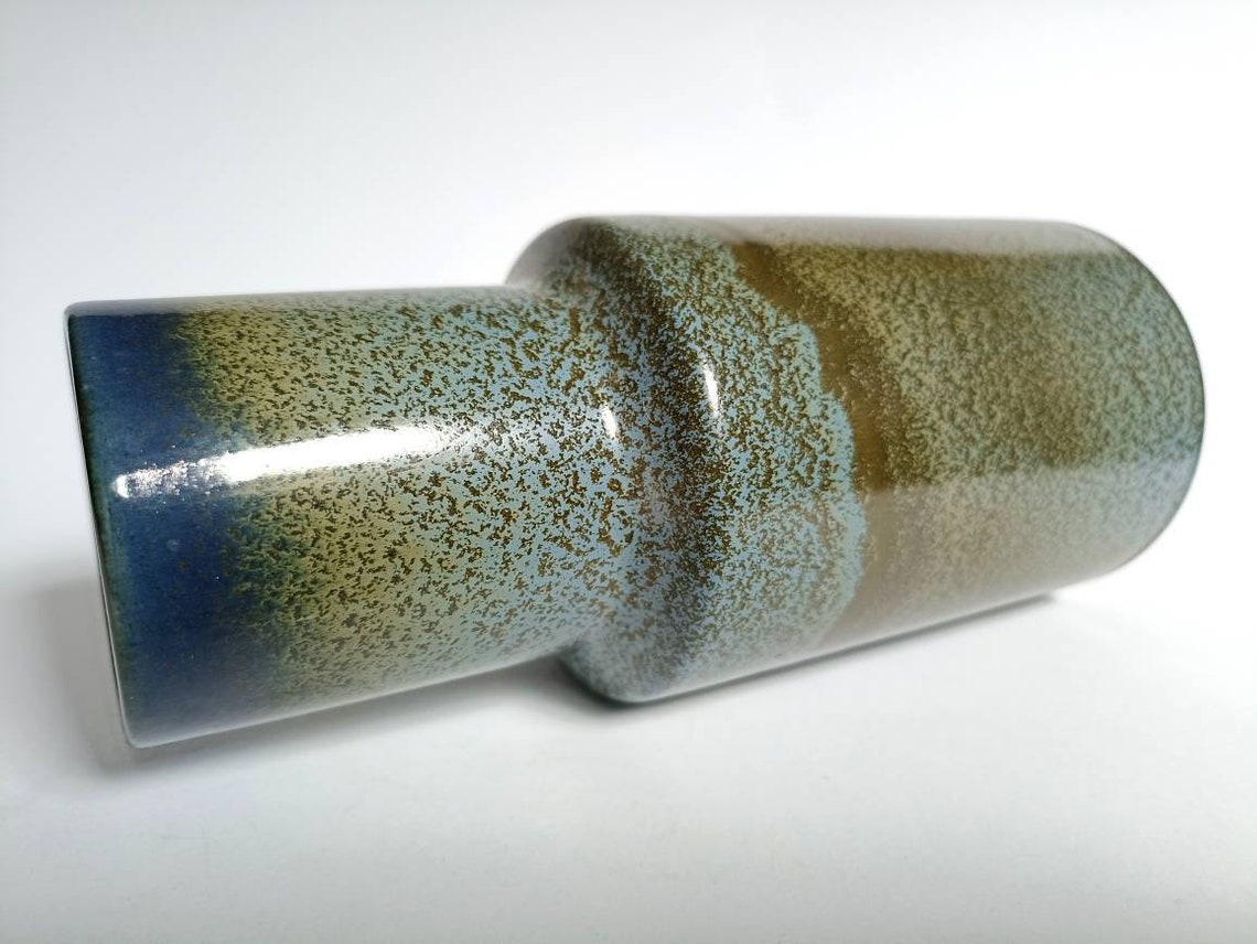 Vintage Peter Simon Gerz Ceramic Vase, Green Blue Glaze, West German ...