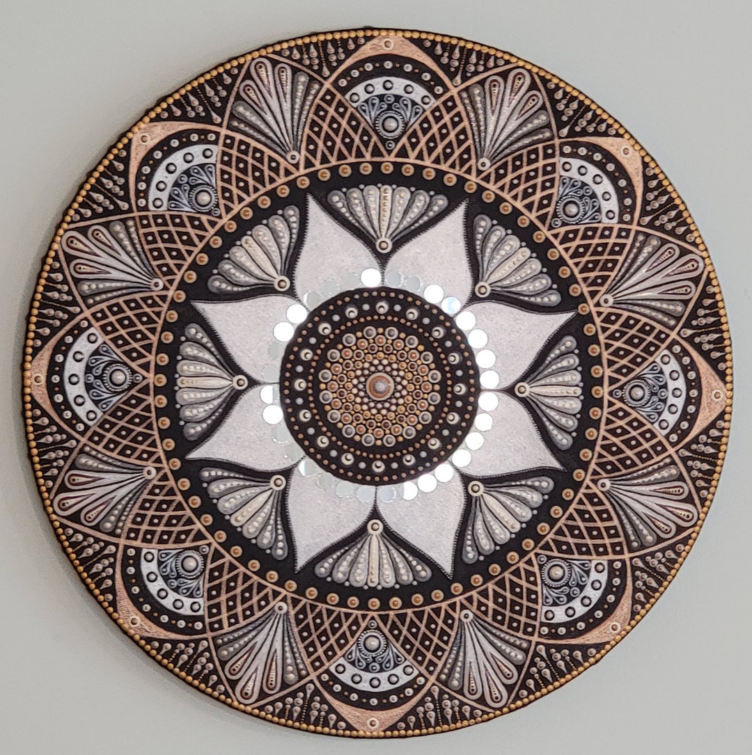 18 Mandala rose Copper/grays / Acrylic Paints on 18 Stretched Canvas - Etsy