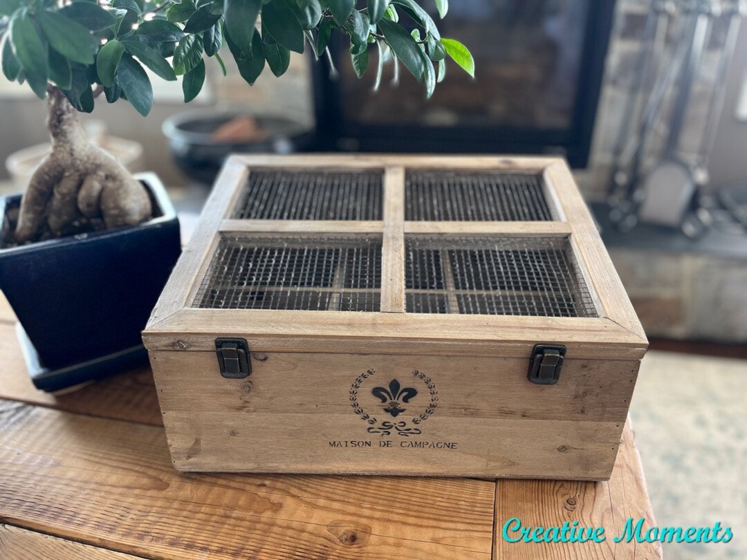 Wooden Divided Crate With Lid - Etsy