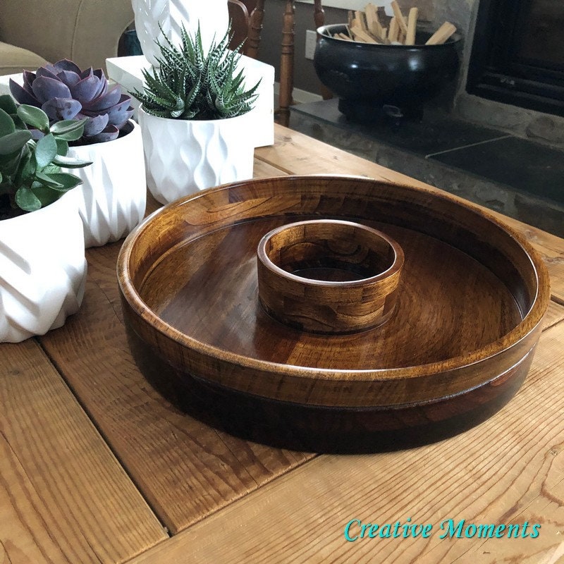 Wooden Bowl Wood Serving Dish Wooden Chip Dip Server | Etsy