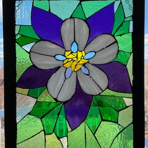Stained Glass Mosaic Columbines Window Suncatcher - Etsy
