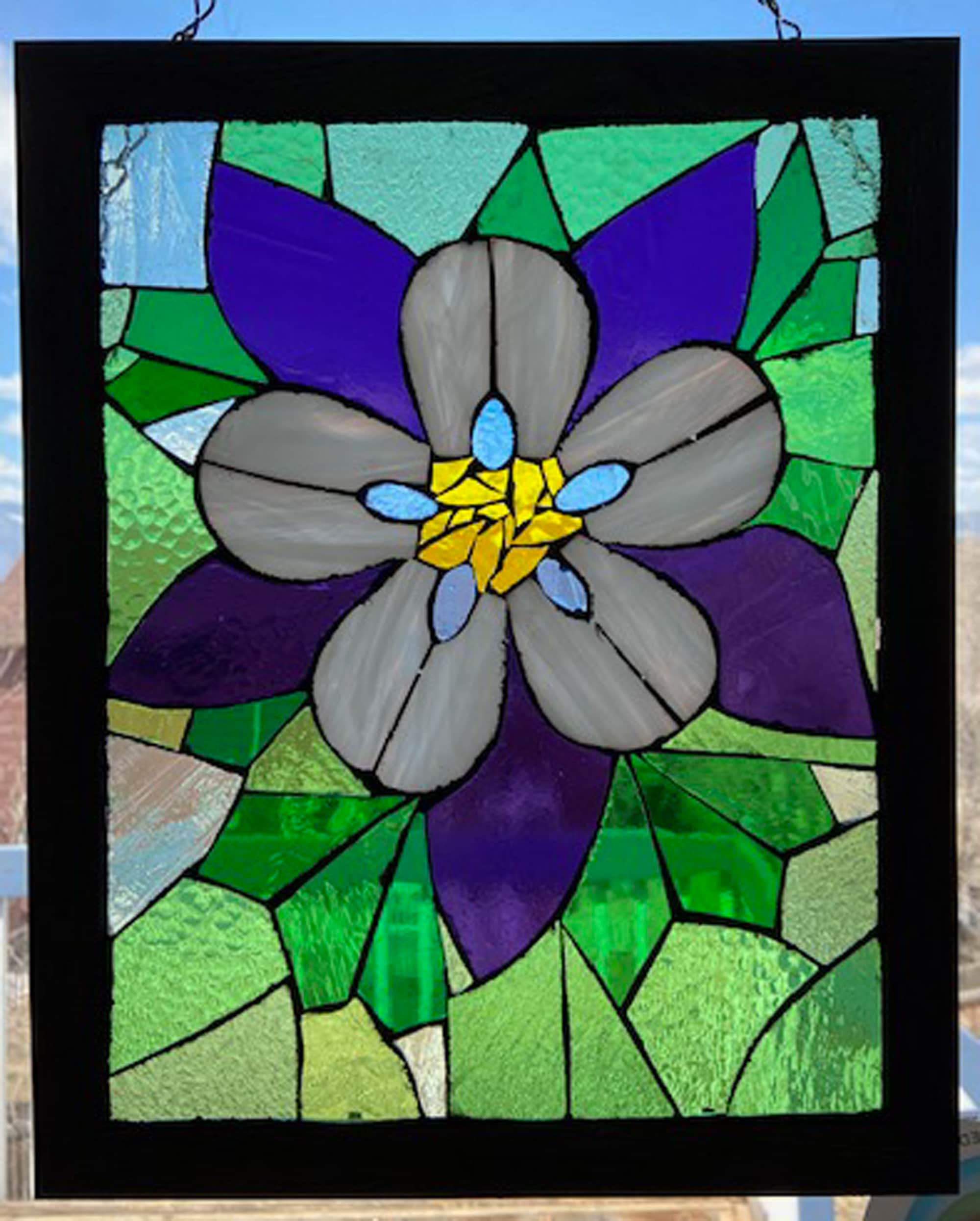 Stained Glass Mosaic Columbines Window Suncatcher - Etsy