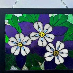 Stained Glass Mosaic Columbines Window Suncatcher - Etsy