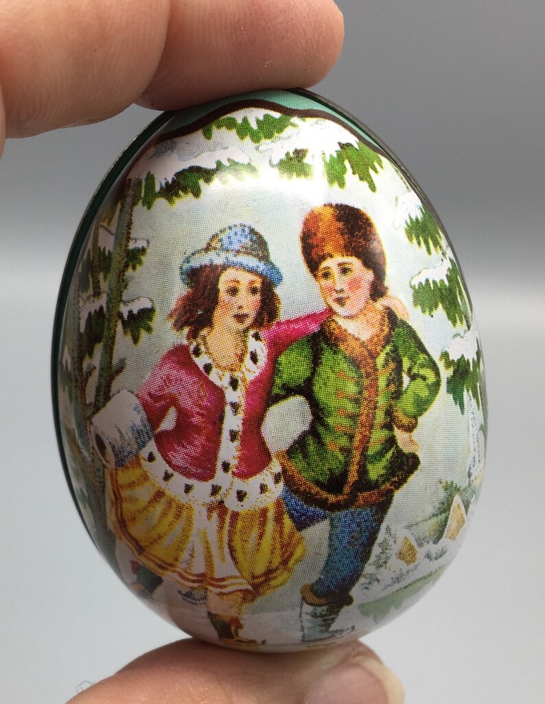 Tin Litho Easter Egg Ian Logan Design Egg Boy and Girl Ice - Etsy
