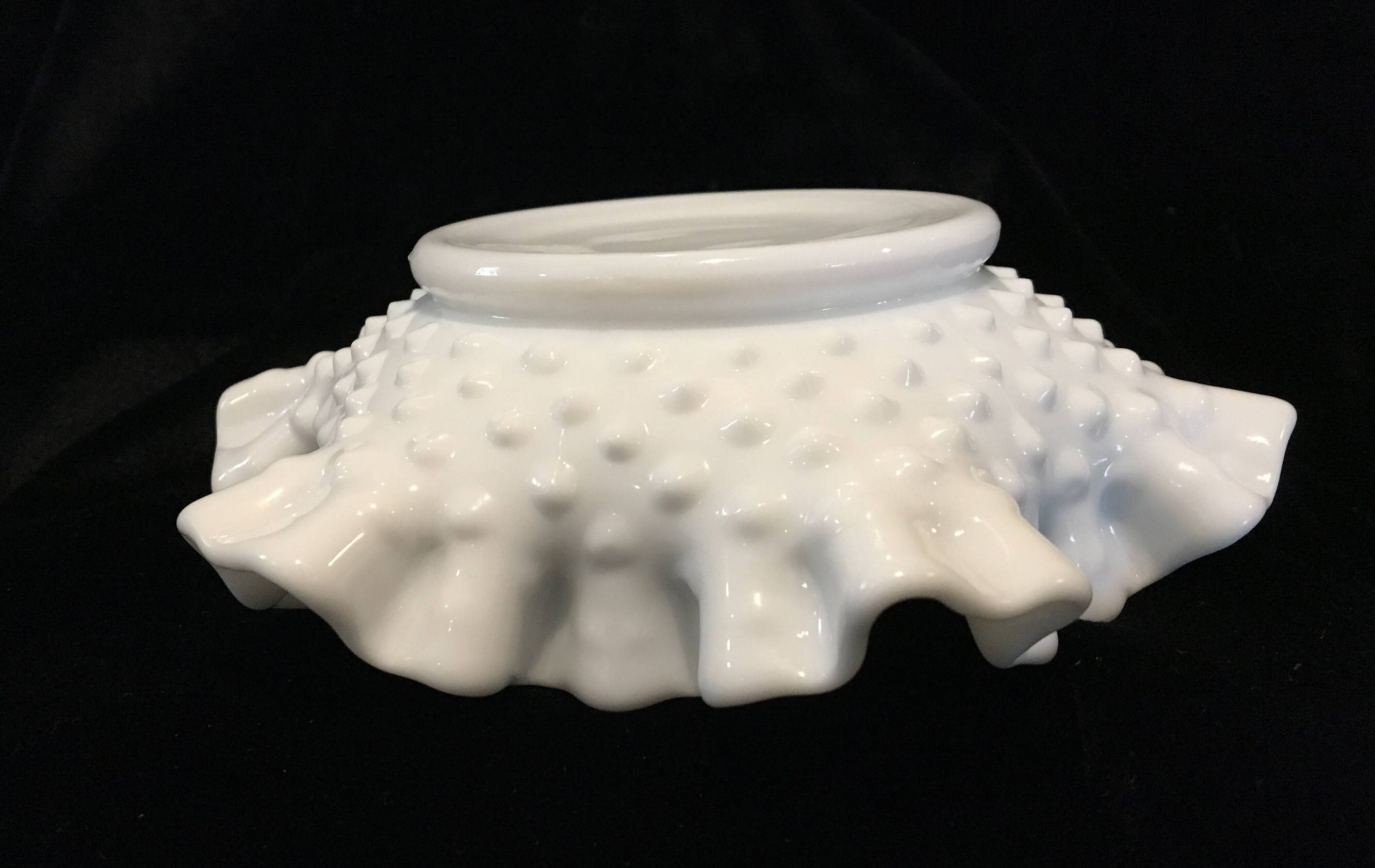 Fenton Milk Glass Hobnail Double Ruffle Bon-bon Dish - Etsy