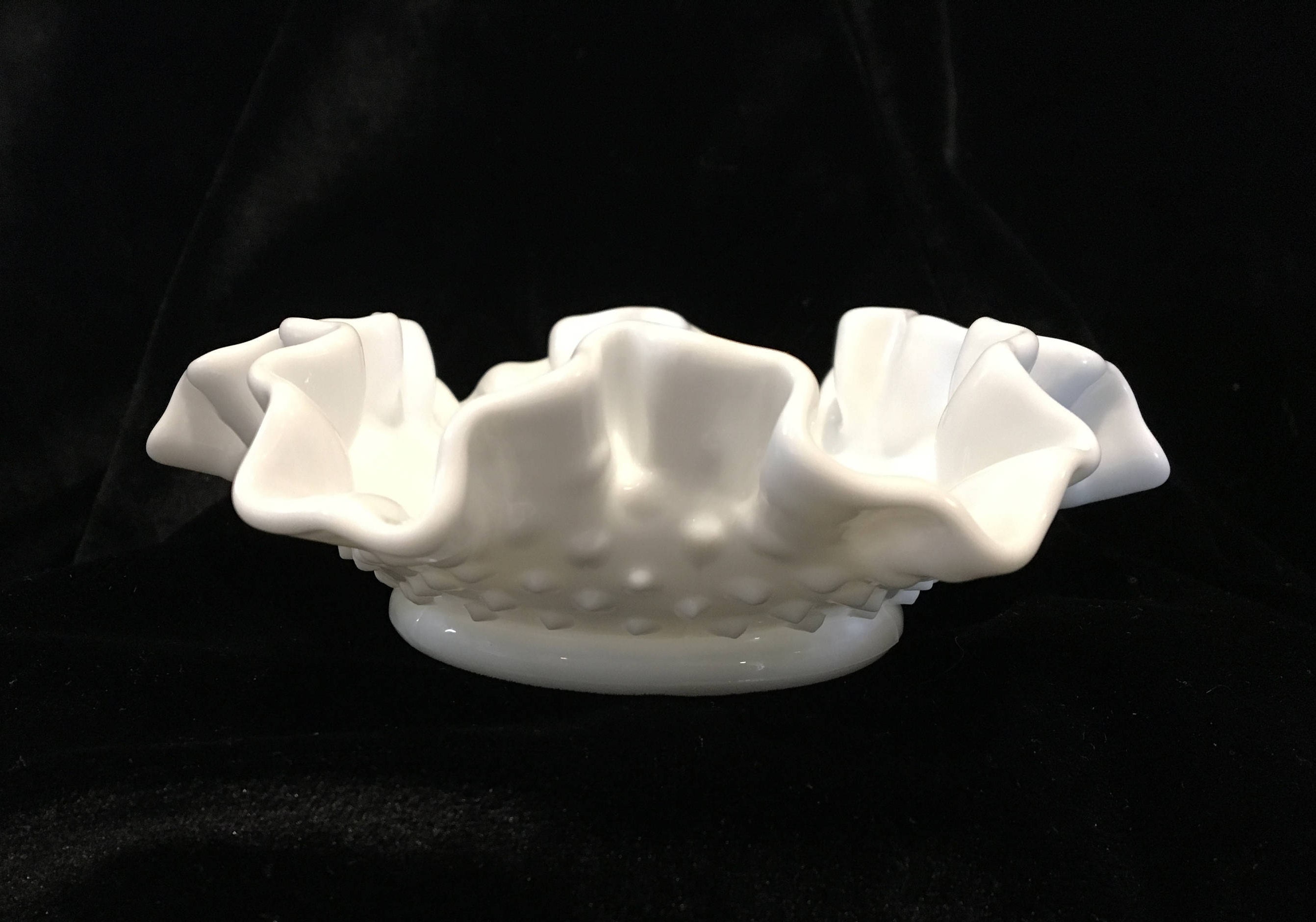 Fenton Milk Glass Hobnail Double Ruffle Bon-bon Dish - Etsy