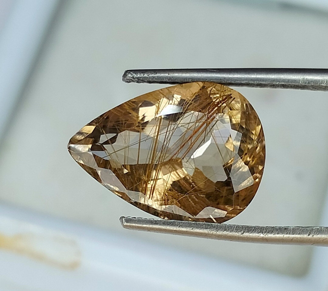 4 Carat Golden Rutile Quartz Faceted / Golden Rutilated Quartz Cut ...
