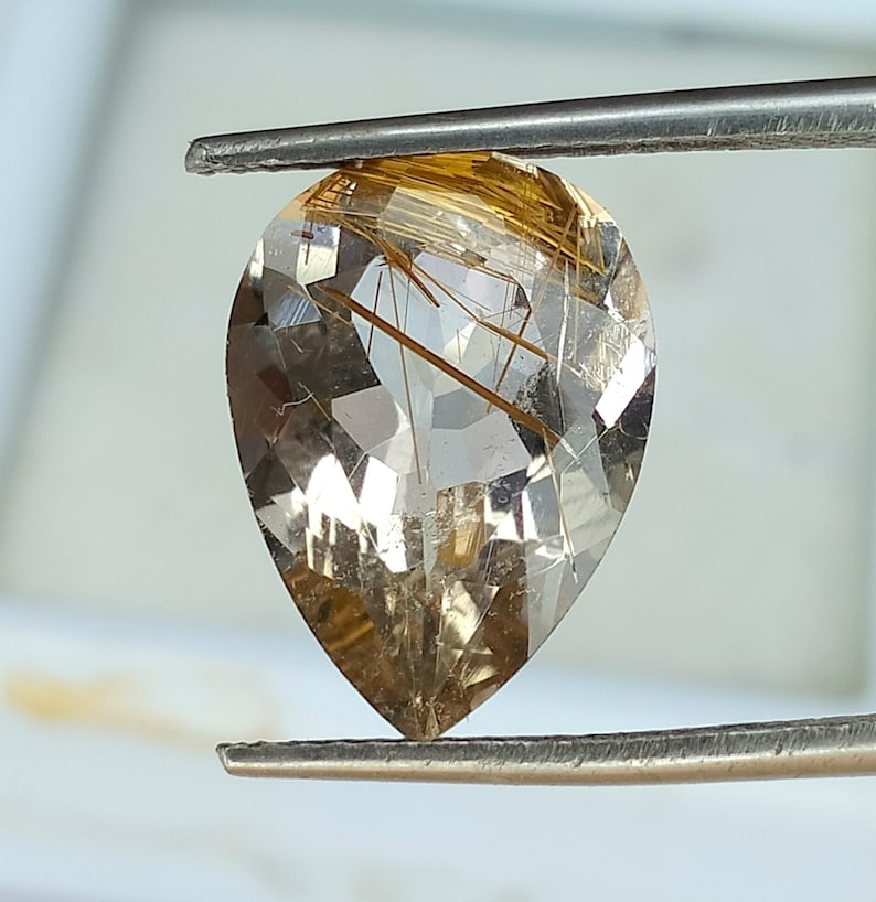 4 Carat Golden Rutile Quartz Faceted / Golden Rutilated Quartz Cut ...