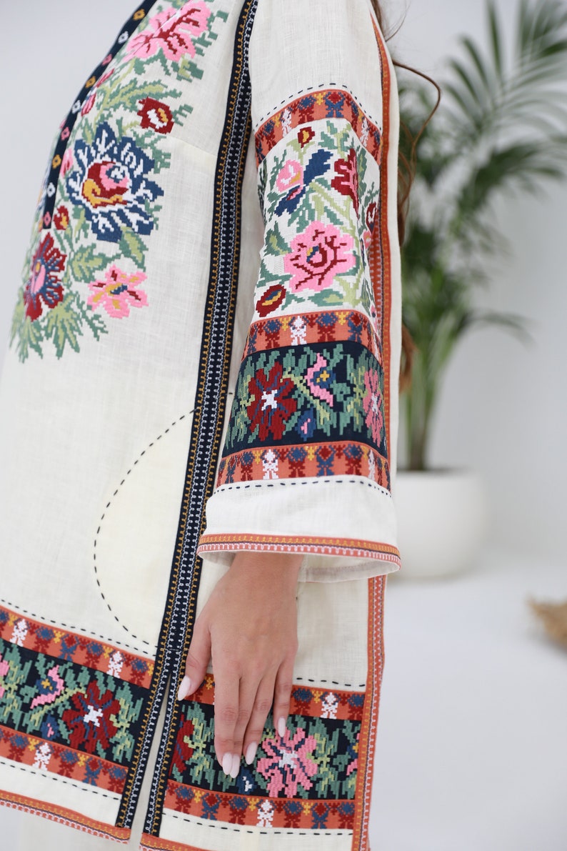 Bespoke Embroidery on Ivory Linen. Set of Shirt and Skirt for Folk ...