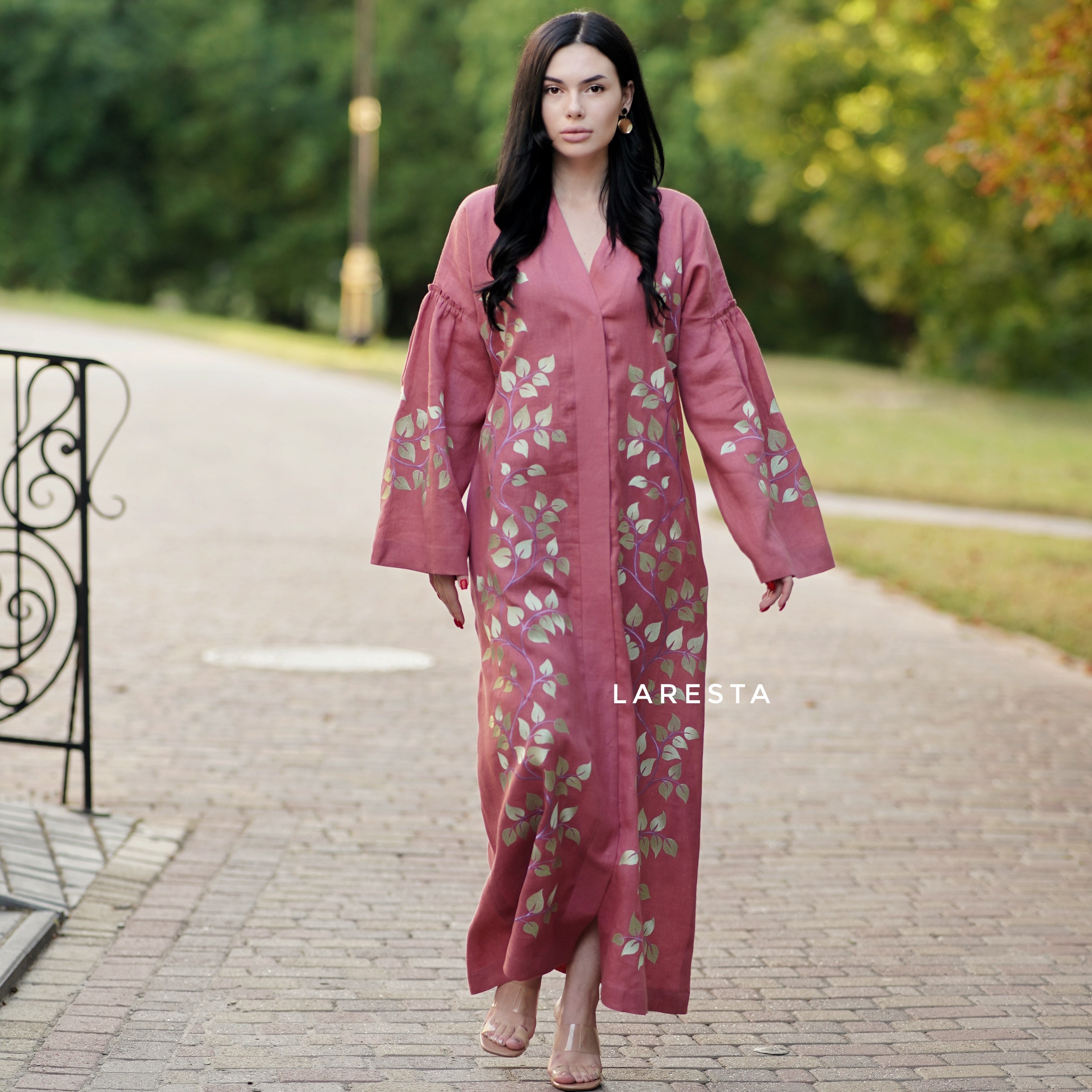 Ukrainian Leafs Embroidery Vyshyvanka Dress Twisted With Tokyos Kimono ...