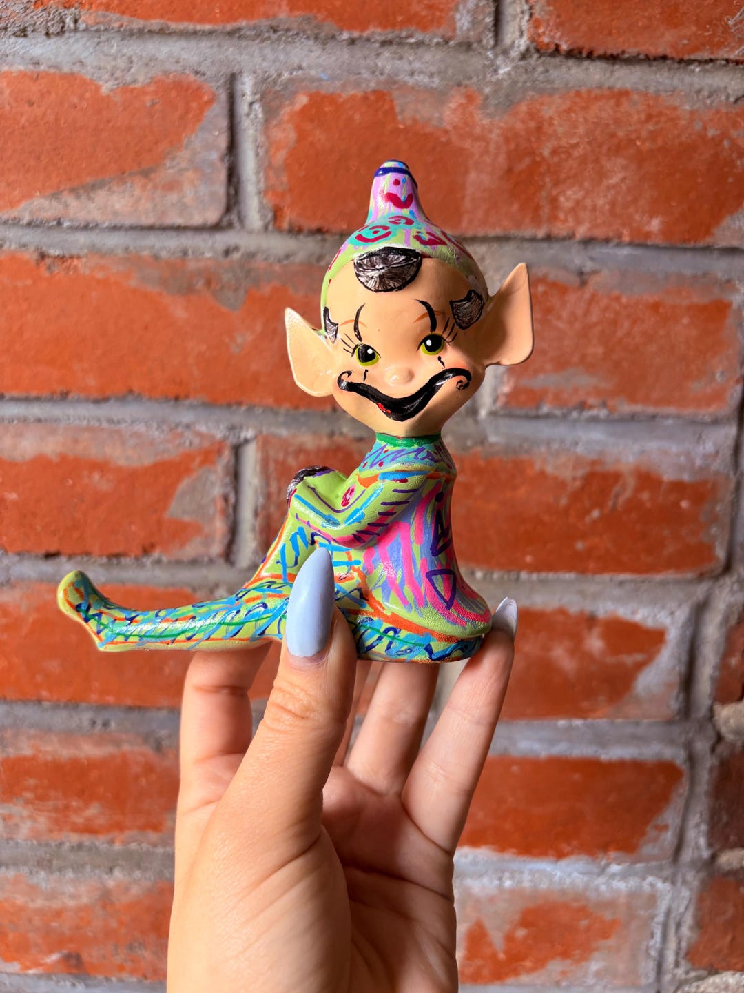 Elf Porcelain//hand Painted Elf Sculpture// Elf on the Shelve //country ...