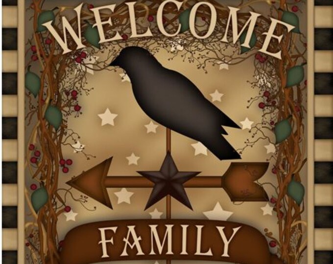 Country Primitive "welcome" Garden Flag, FAMIL & FRIENDS, Carson Double ...