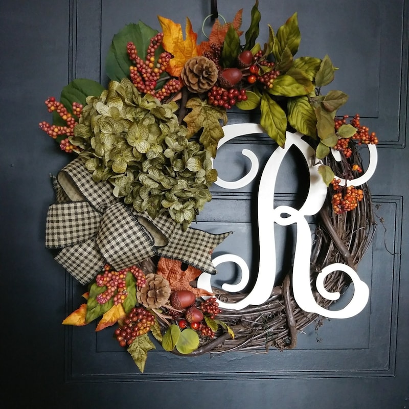 Fall Monogram Wreath - Etsy