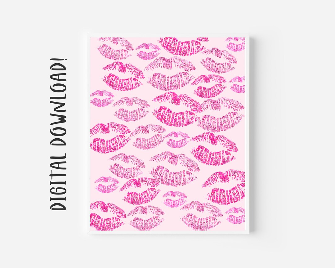 Kiss Poster, Kiss Wall Decor, Pink Art Print - Etsy