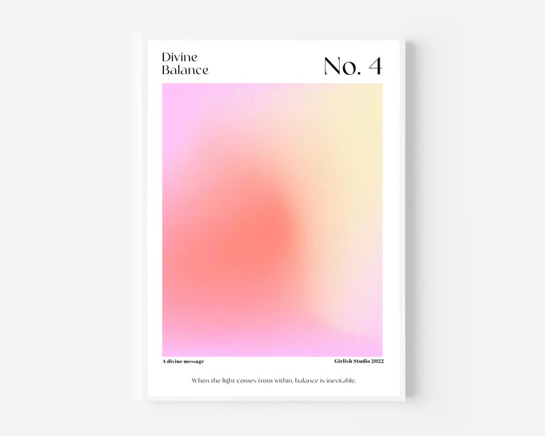 Angel Numbers Set Poster Wall Art Print, Gradient Aura Angel Energy ...