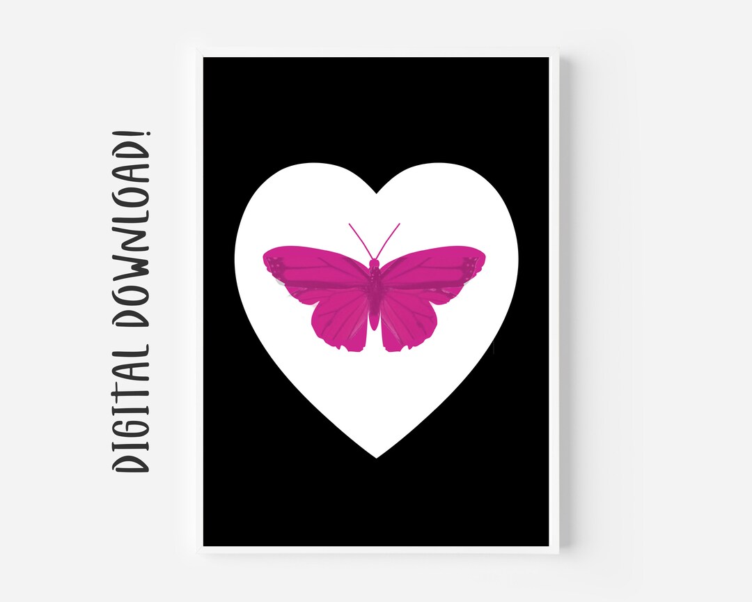 Black Butterfly Print, Butterfly Wall Decor, Butterfly Art Print, Black ...