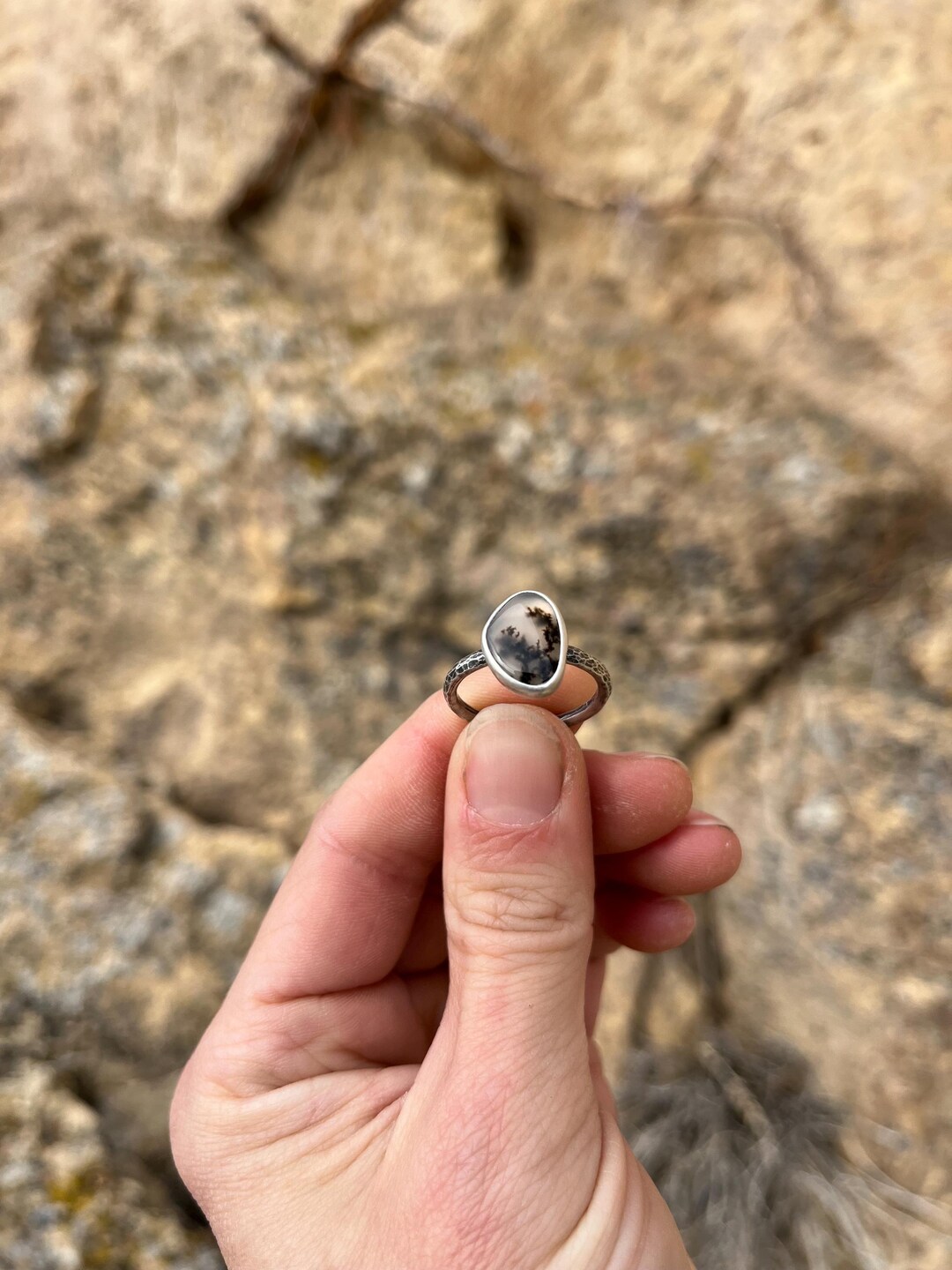 Dendritic Agate Ring in Sterling Silver, Size 7.25 / Sweetwater Agate ...