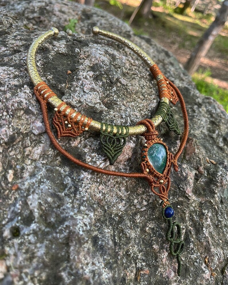 Apep Ancient Egyptian Serpent Snake Macramé Brass Torque Statement ...