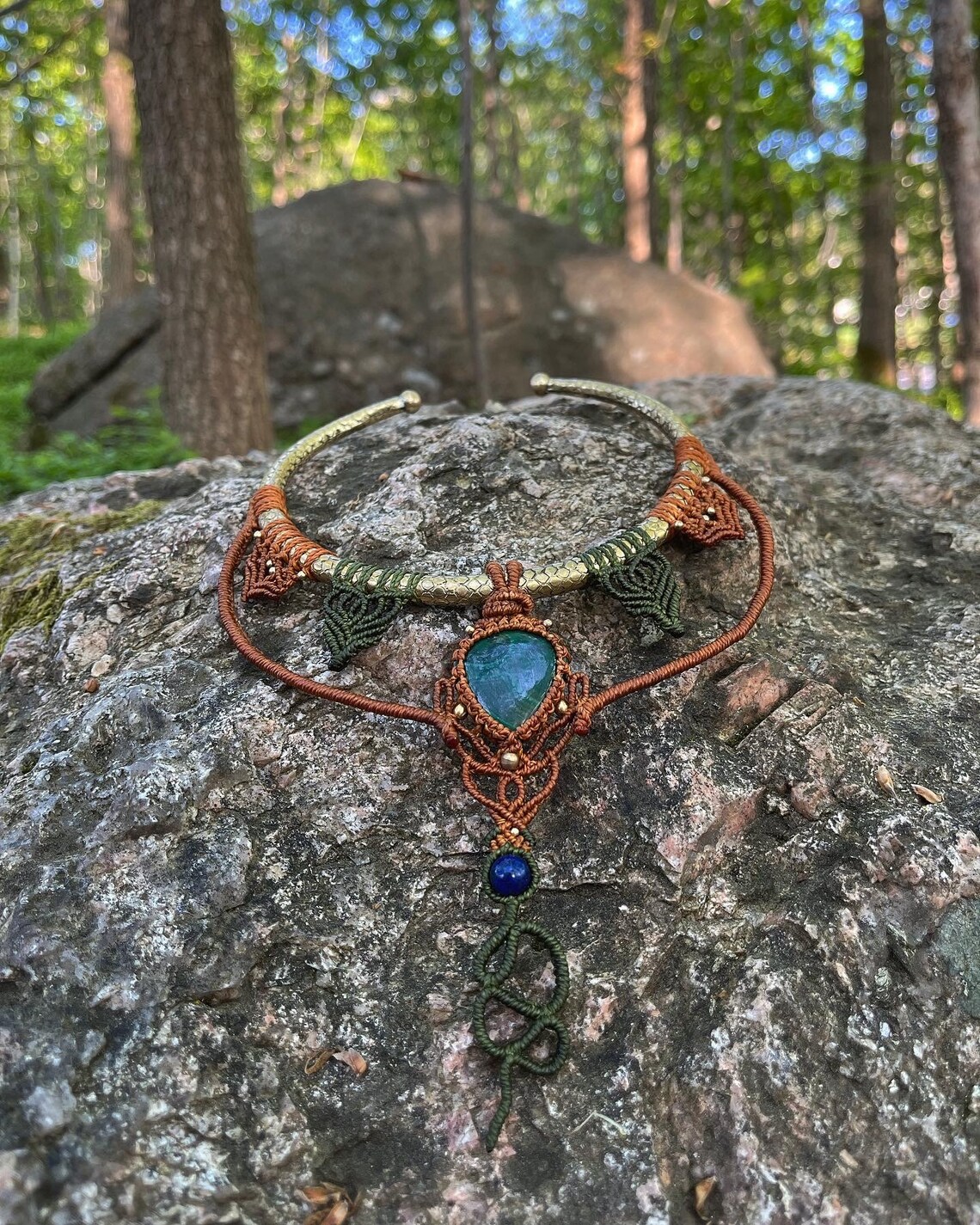 Apep Ancient Egyptian Serpent Snake Macramé Brass Torque Statement ...