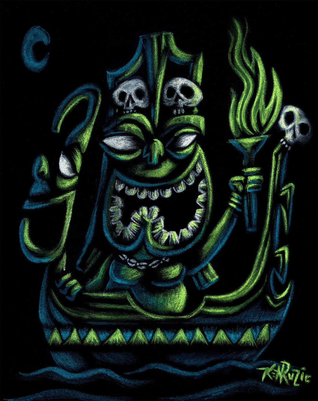 The Cannibal Kings Night Journey 17 X 22 Limited Edition Tiki Fine Art ...