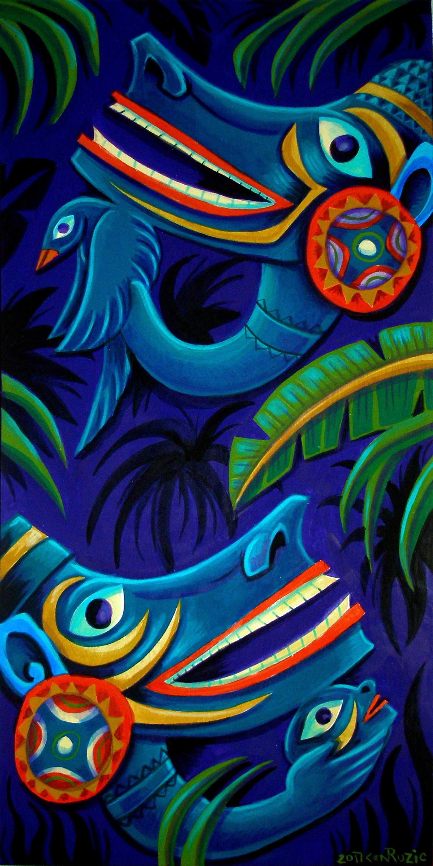 Nocturnal Nguzu Nguzu Limited Edition Fine Art Tiki Print | Etsy
