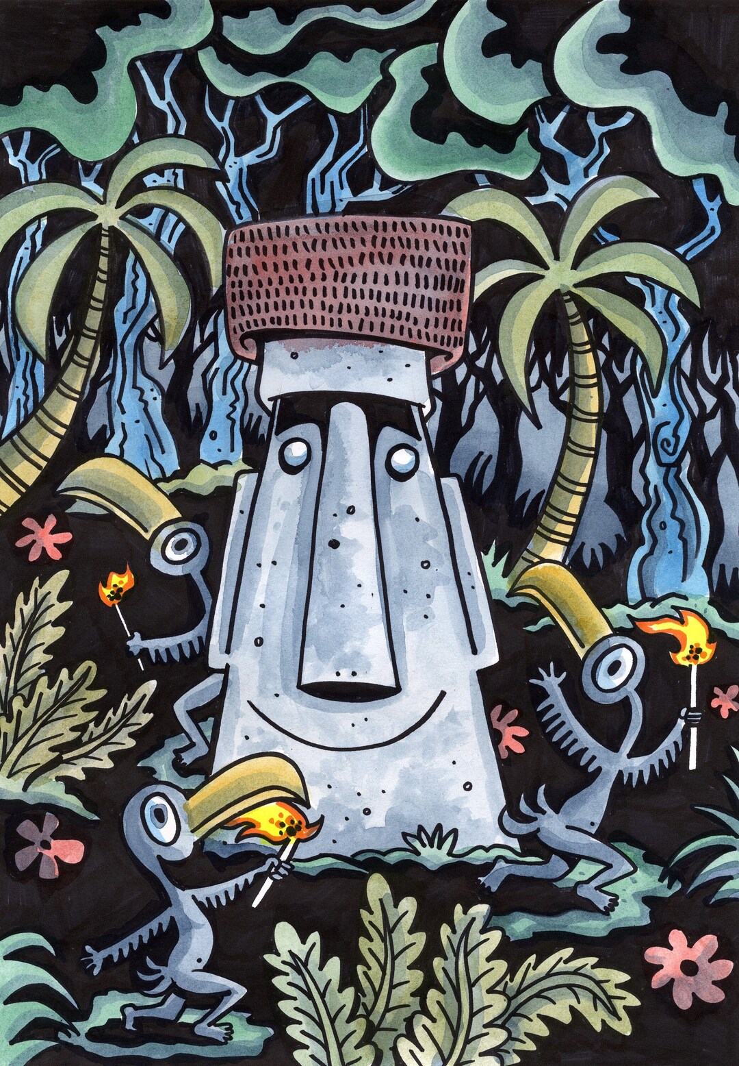 The Incantation Original 10x14 Drawing on Watercolor Paper - Etsy