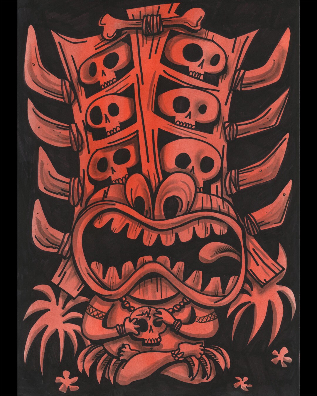 Agitated Cannibal King Fine Art Limited Edition Fine Art Tiki Print - Etsy