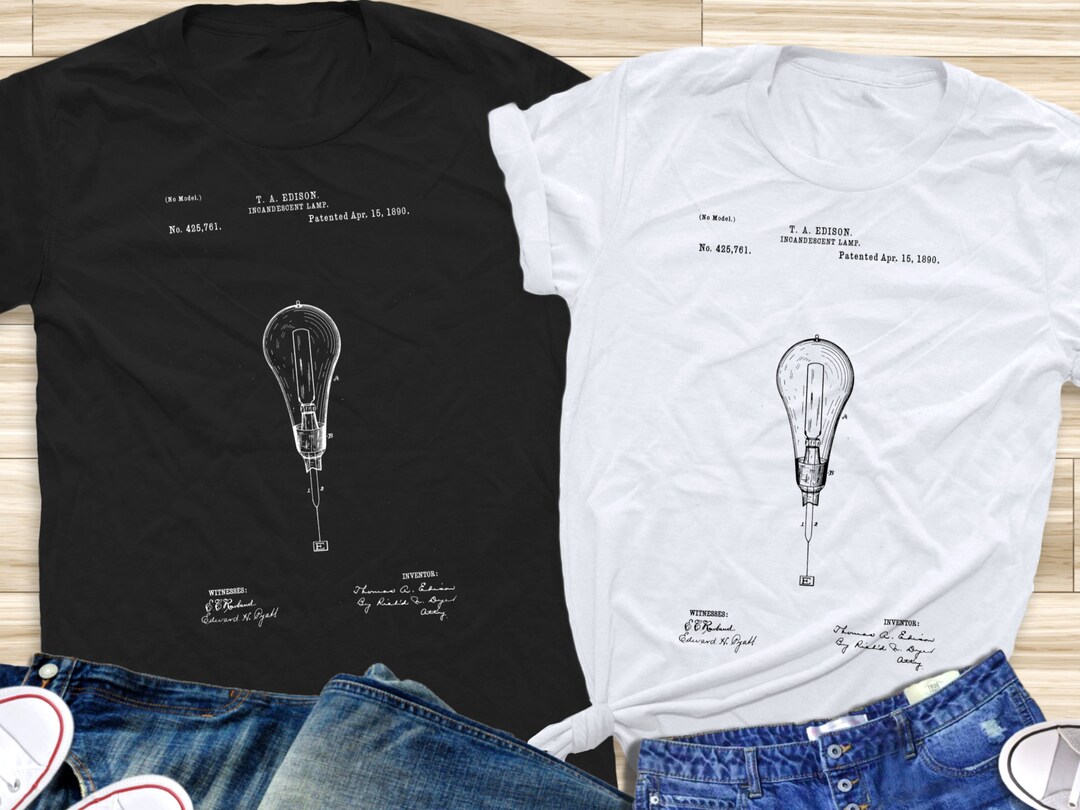 Thomas Edison Light Bulb Patent Shirt Thomas Edison Shirt - Etsy