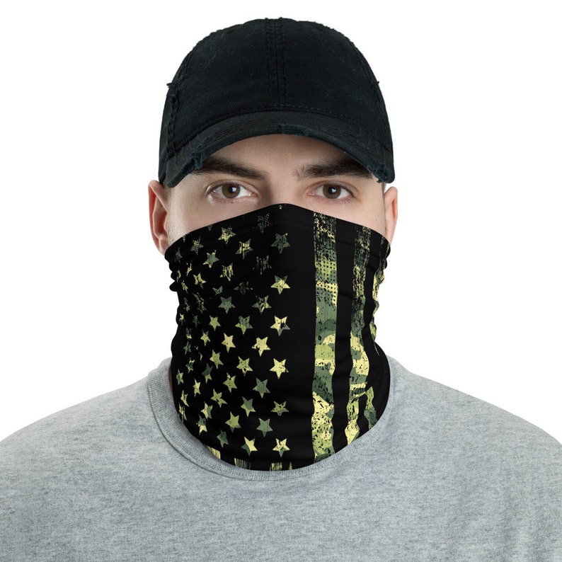 Green Camo Usa Flag Neck Gaiter Face Mask Etsy