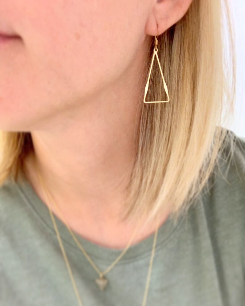 Triangle Earrings Mountain Earrings Gold Triangle Earrings - Etsy
