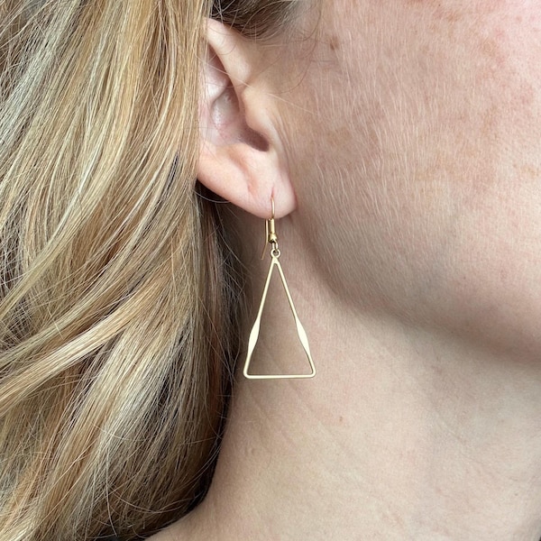 Gold Triangle Earrings - Etsy