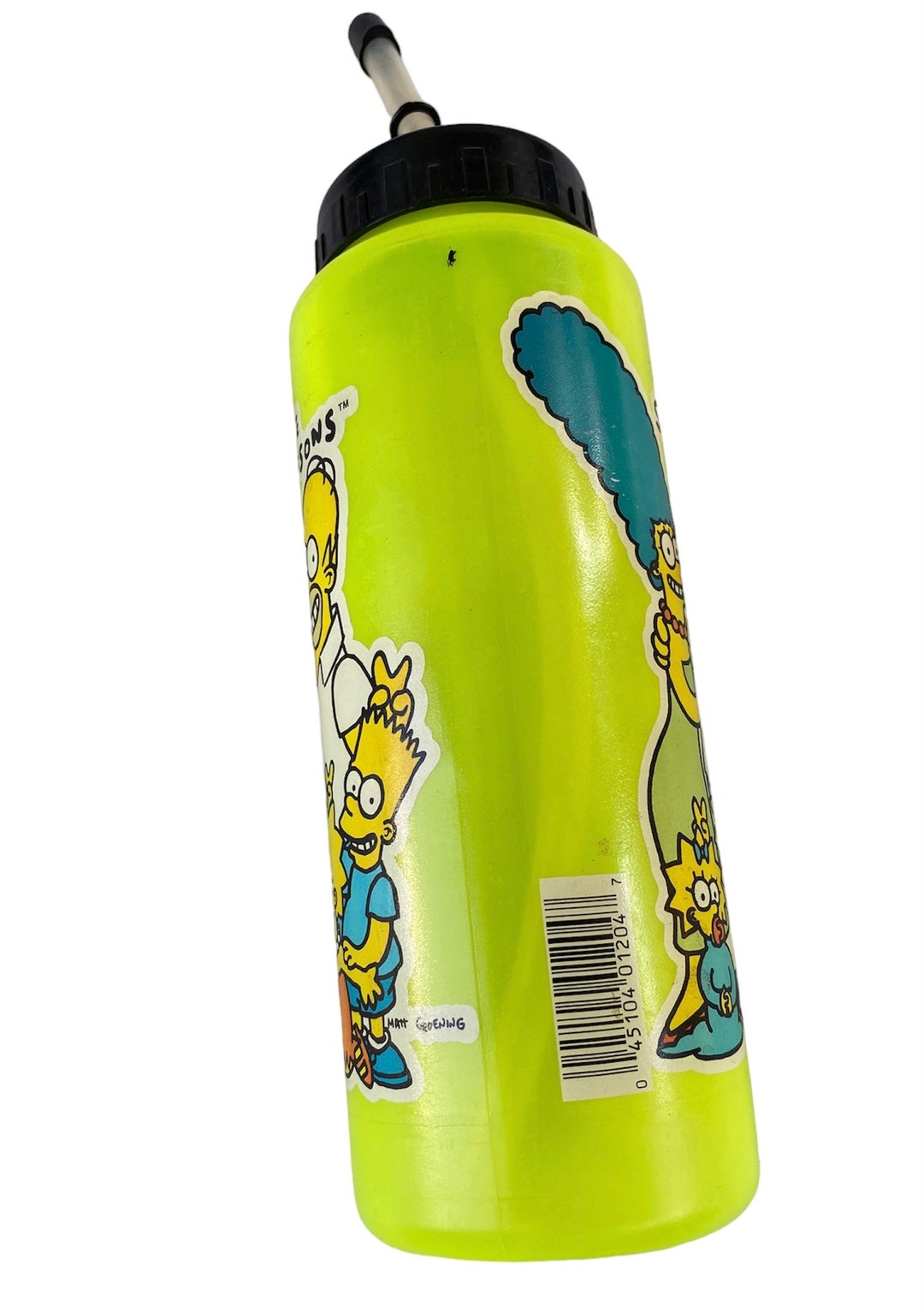 Vintage 1990 Simpsons Green Plastic Tumbler Cup Mug Lid Straw Cartoon ...