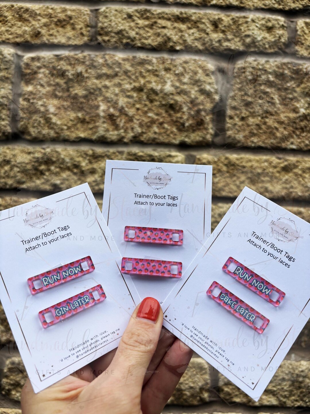 Personalised Acrylic Shoe Trainer Boot Tags, Pink Design Editable Text ...