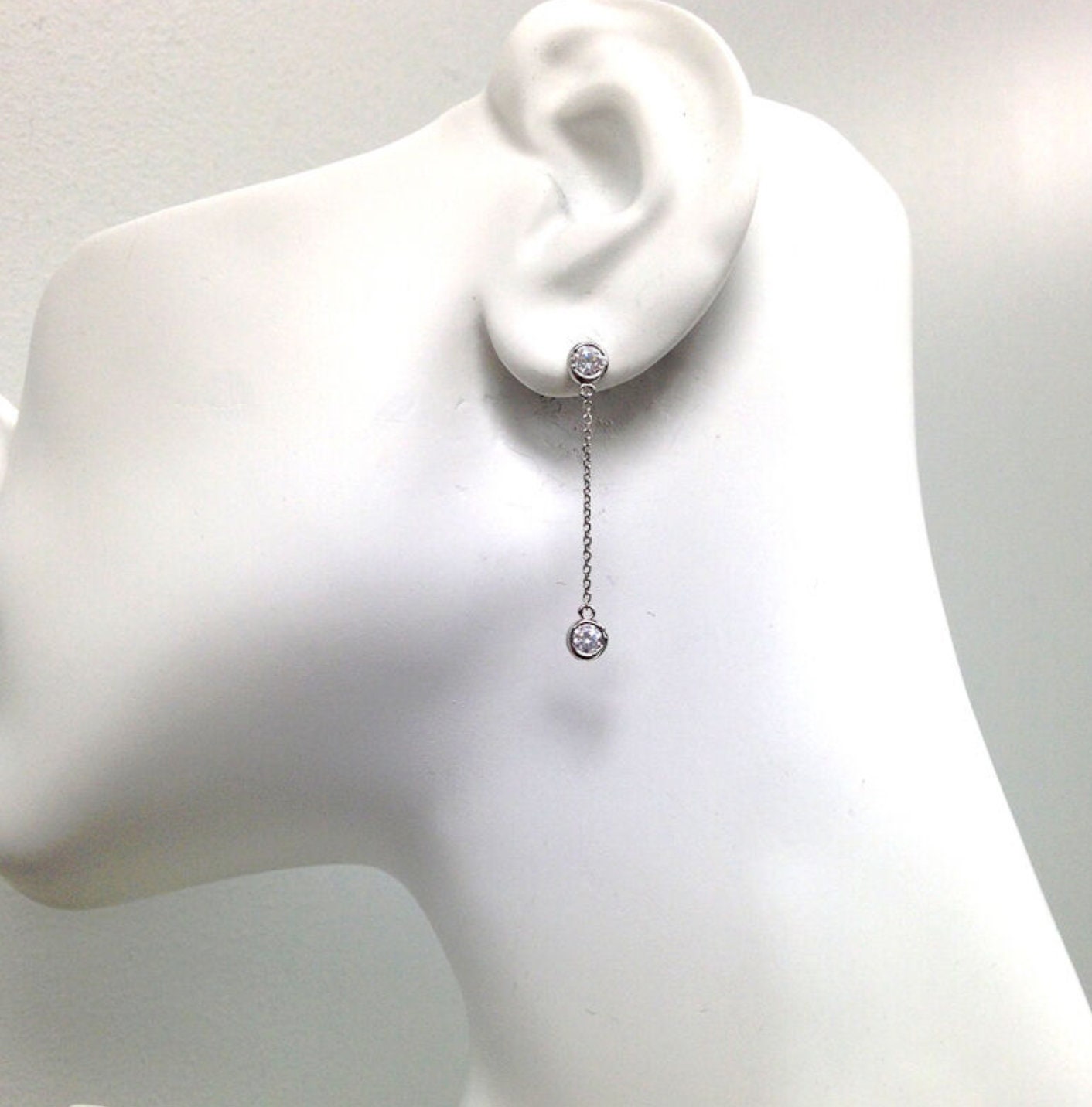 Diamond by the Yard Drop Stud Earrings in White Yellow 14k | Etsy