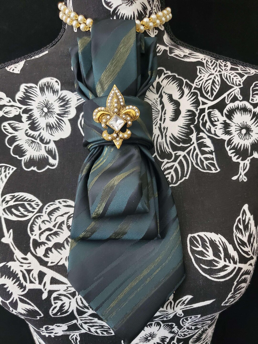 Simply Elegant Camo Colored Stripe Women's Necktie Necklace - Handcrafted Statement Jewelry ...