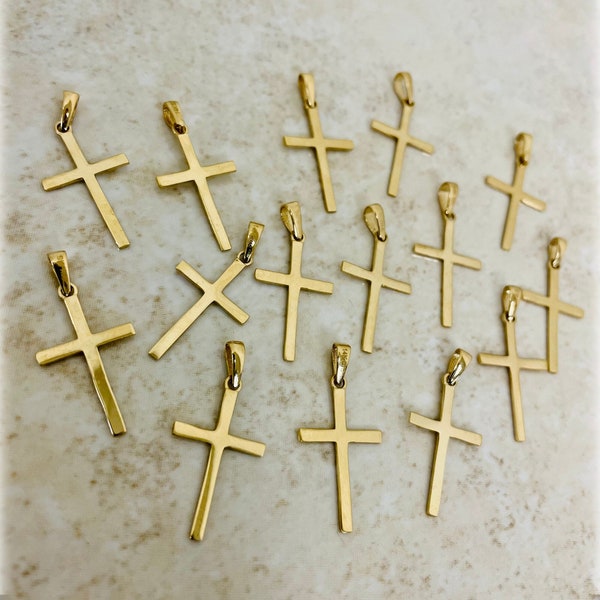 Solid Dainty Gold Cross Pendant - Etsy