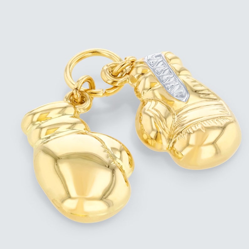 14K Yellow Gold Two Tone 3D Boxing Gloves Charm Sports Pendant - Etsy