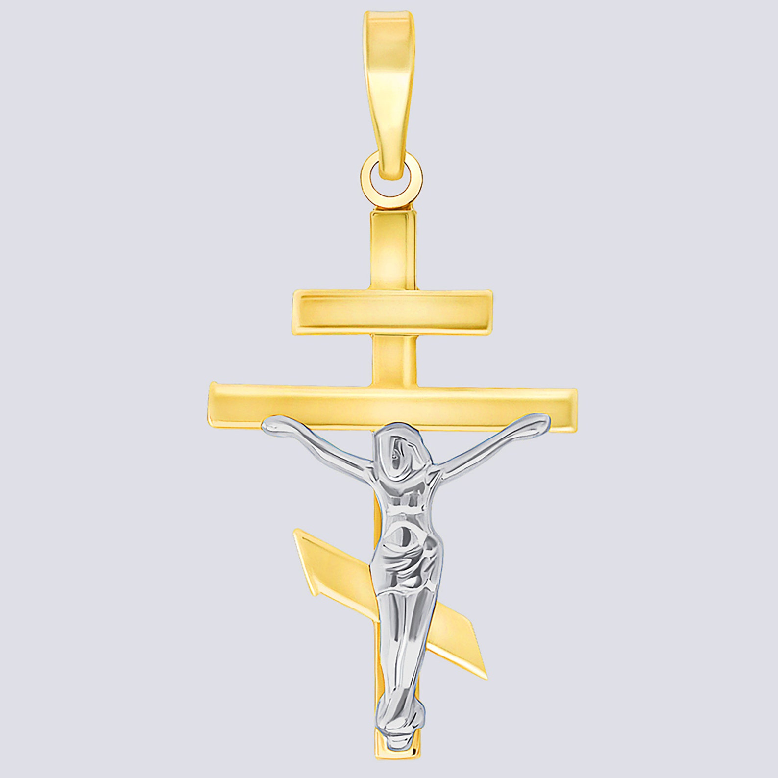 14k Yellow Gold Two-tone Orthodox Cross Pendant - Etsy