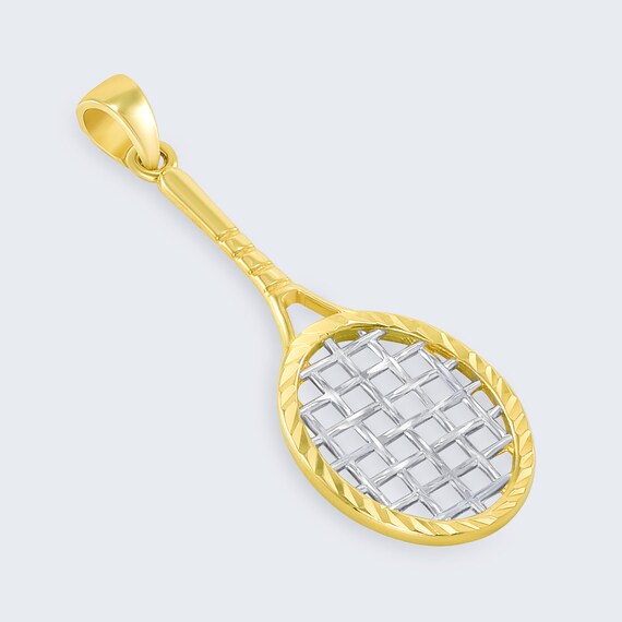 Solid 14k Yellow Gold Classic Two-tone Tennis Racket Sports | Etsy