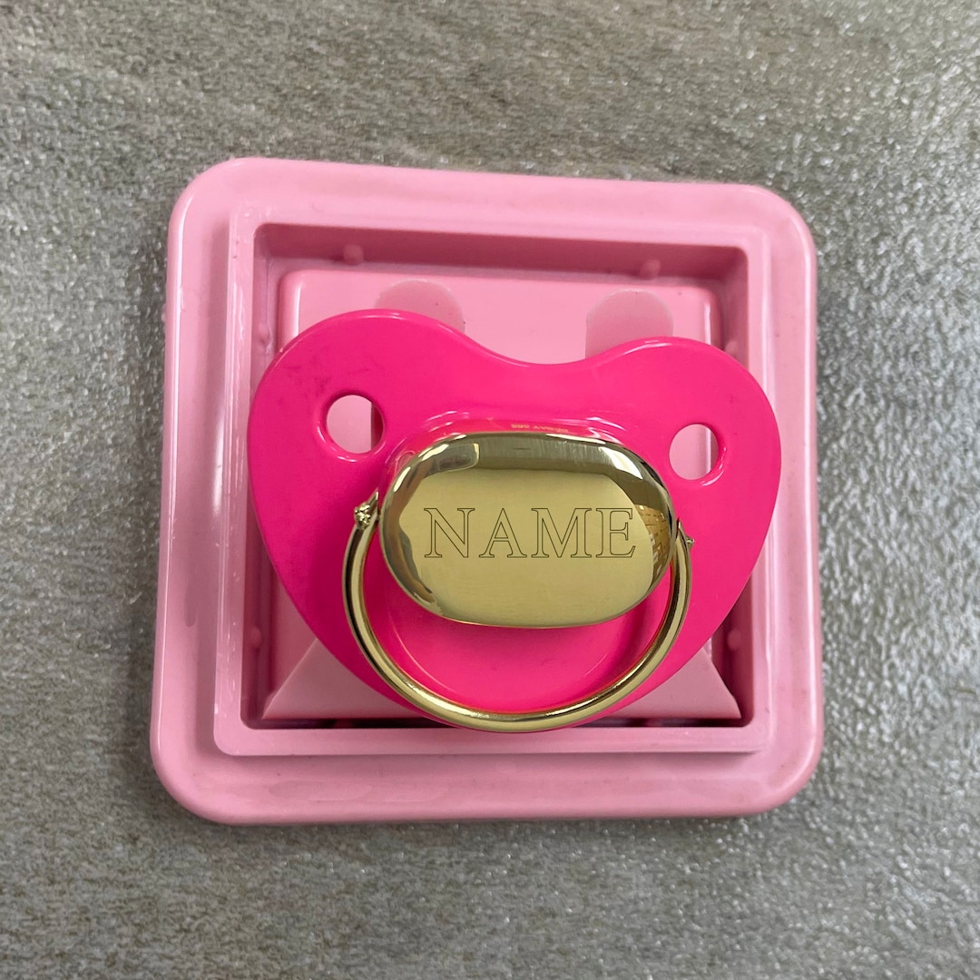 14k Yellow Gold Personalized Baby Pacifier - Blue or Pink Pacifier ...