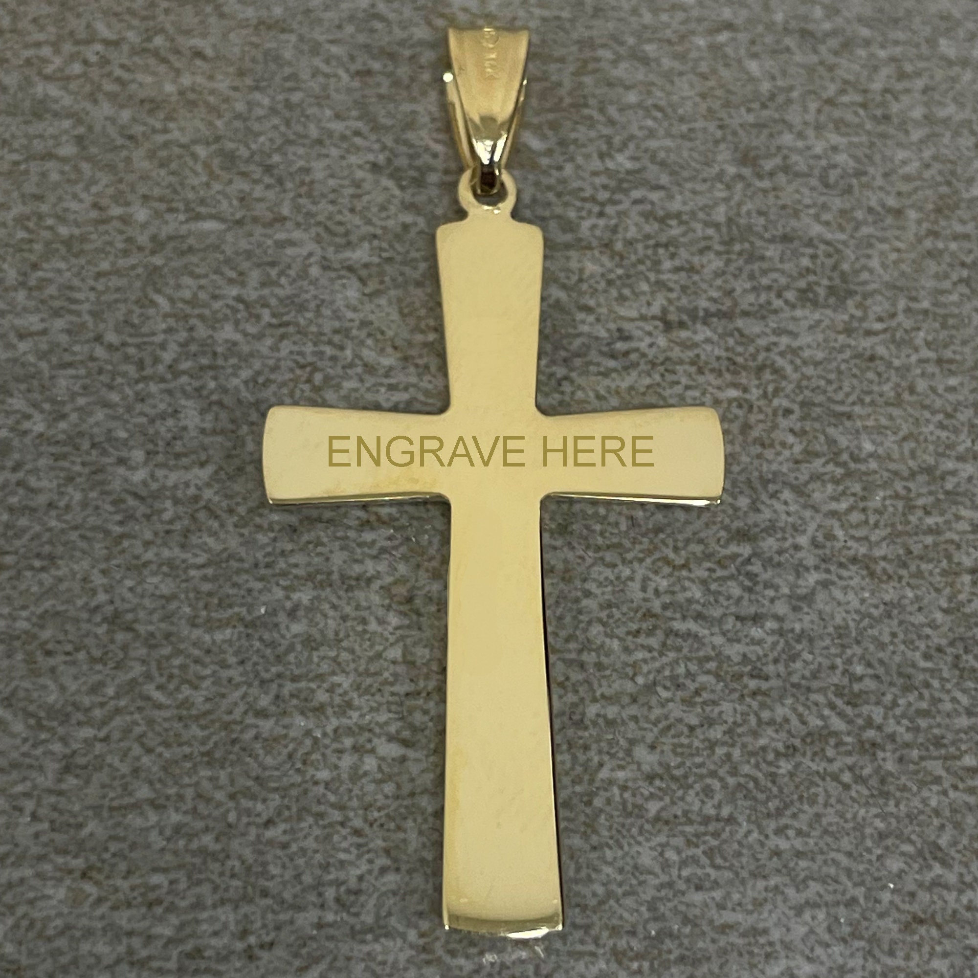 14k Yellow Gold Classic Personalized Religious Cross Pendant Necklace ...