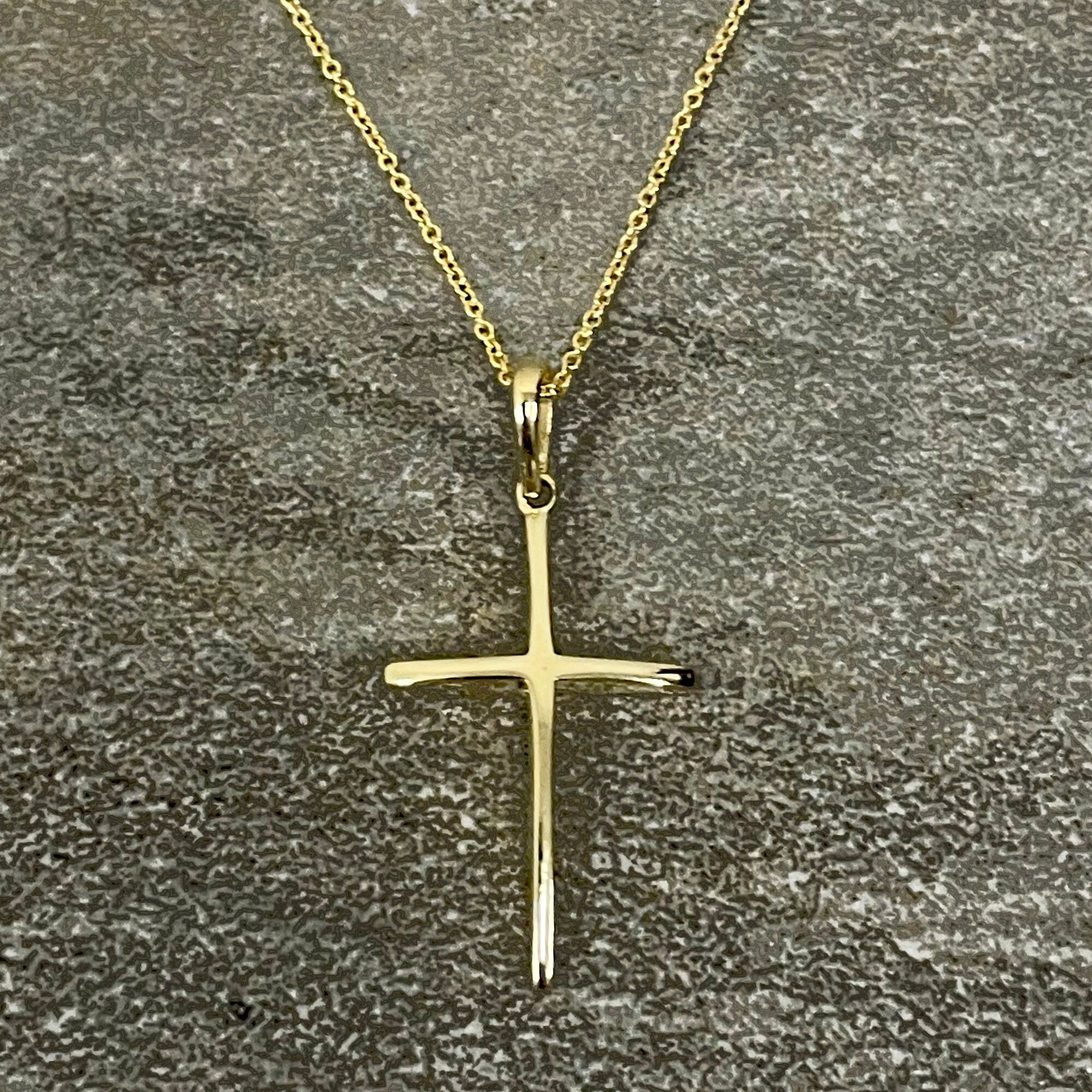 Solid 14k Yellow Gold 2.5mm Thick Slender Plain Cross Charm - Etsy