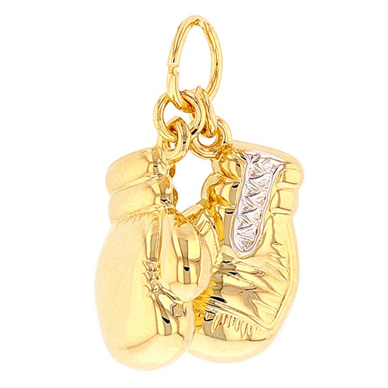 14K Yellow Gold Two Tone 3D Boxing Gloves Charm Sports Pendant - Etsy