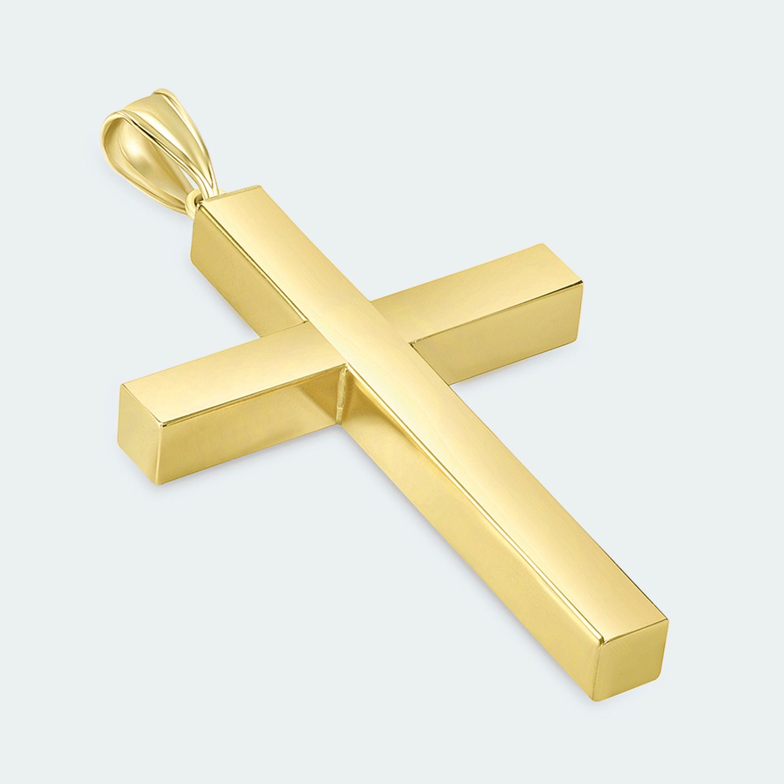 14k Yellow Gold Cross Pendant, Personalized Engraving Available - Etsy