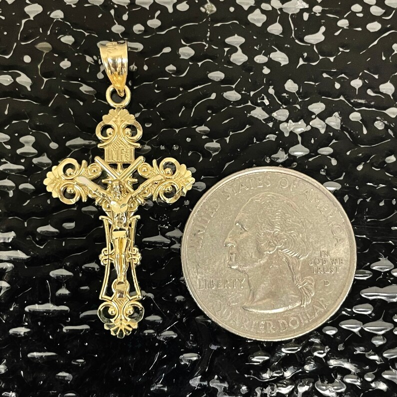 Solid 14k Yellow Gold Traditional INRI Cross Charm Roman - Etsy
