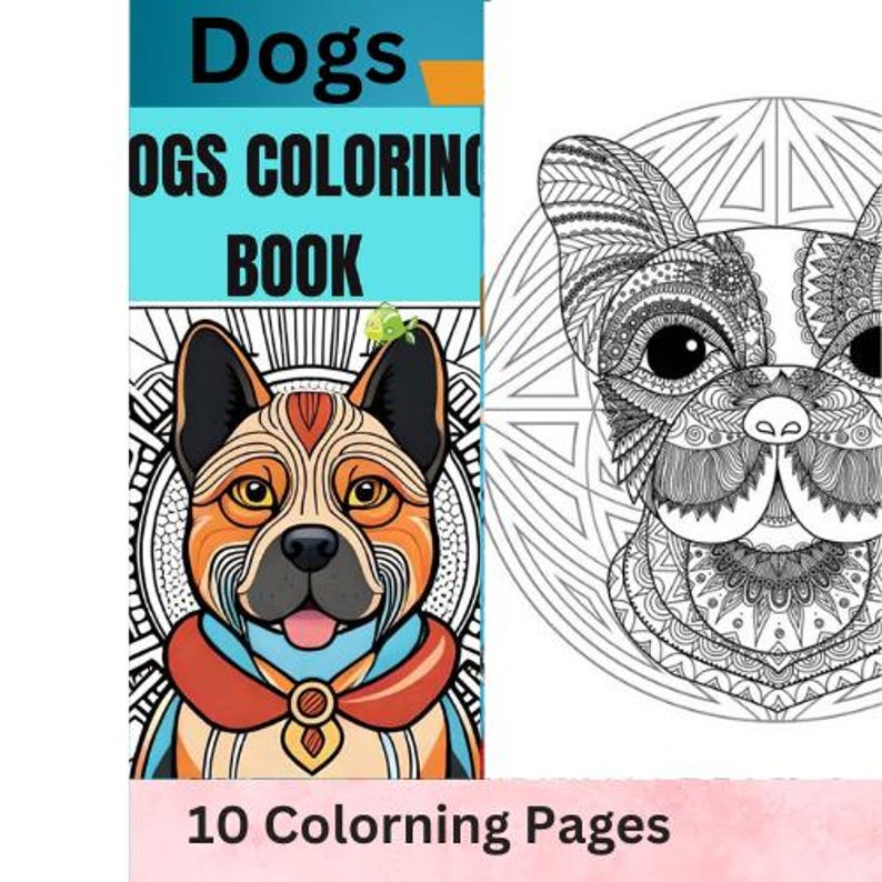 10 Pet Dogs Printable Kids Coloring Book, Digital Coloring Pages by ...